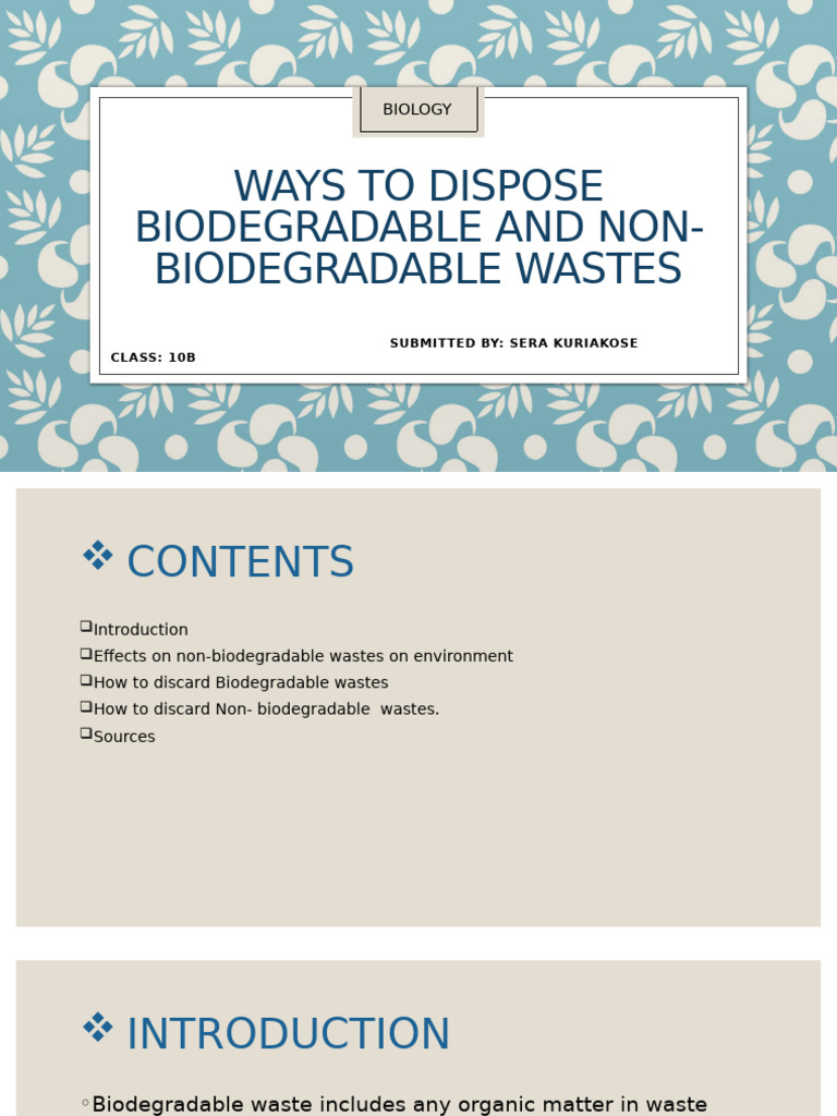Biodegradable vs Non-Biodegradable Waste Disposal | PDF ...