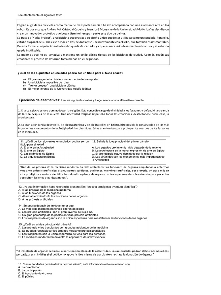 comprension lectora bachillerato | PDF