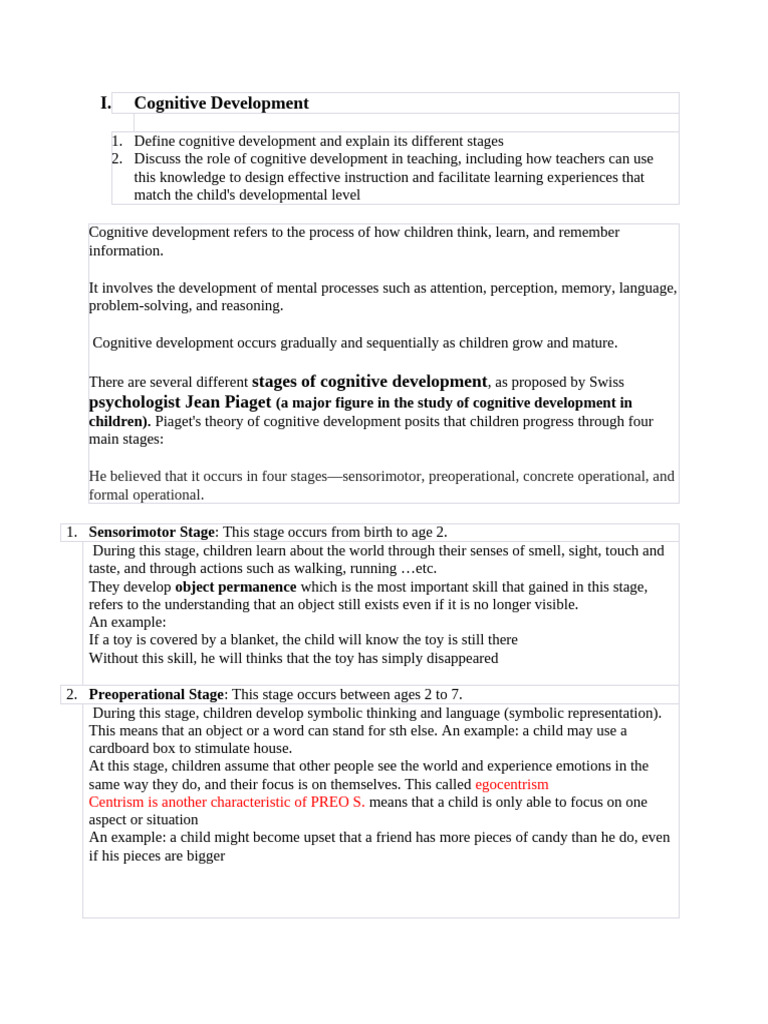 Knowledge of Cognitive Development in The Practice of Teaching | PDF ...