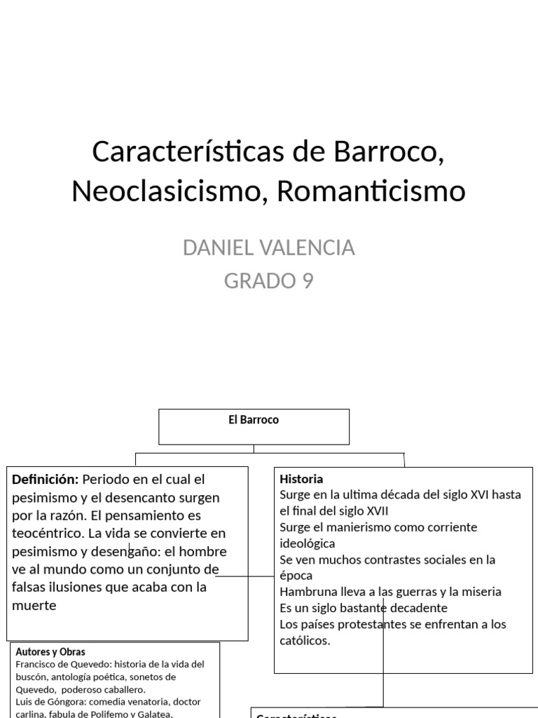 Características de Barroco, Neoclasicismo, Romanticismo | PDF | Barroco | Romanticismo