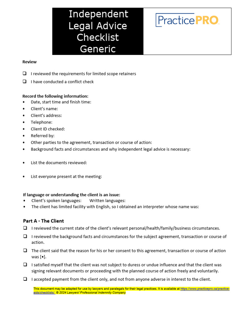 Generic-ILA-FINAL-checklist-2024 LSO | PDF | Justice | Crime & Violence