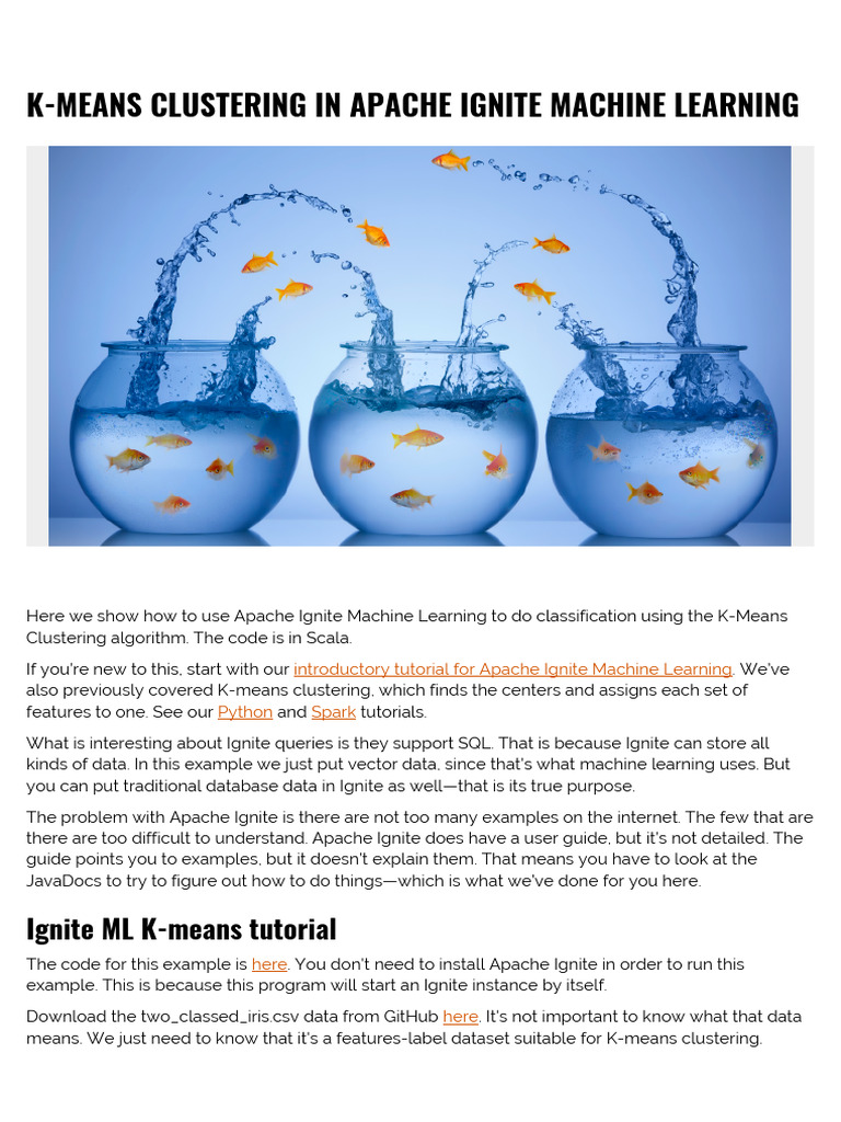 K Means Clustering In Apache Ignite Machine Learning Pdf Data Information Retrieval