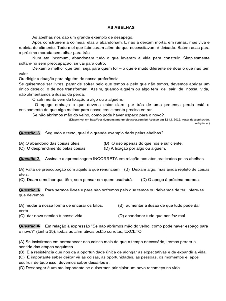 AS ABELHAS | PDF | Abelhas