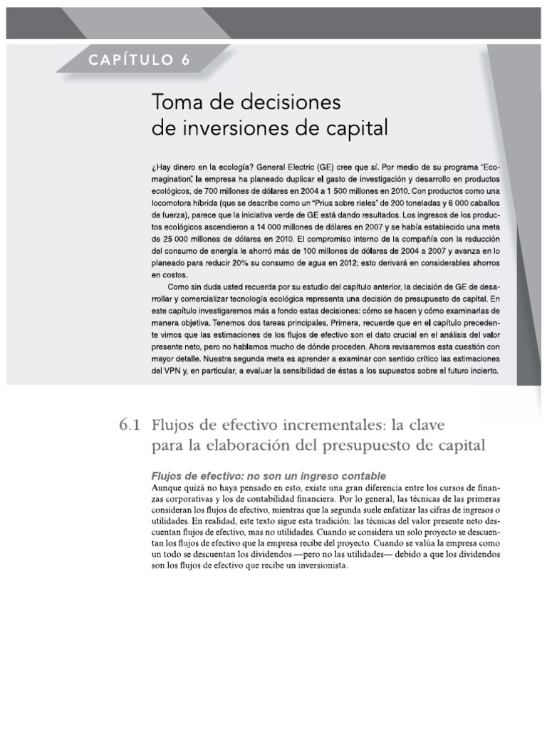 Capítulo 6 - Toma de Decisiones de Inversiones de Capital - Ross | PDF