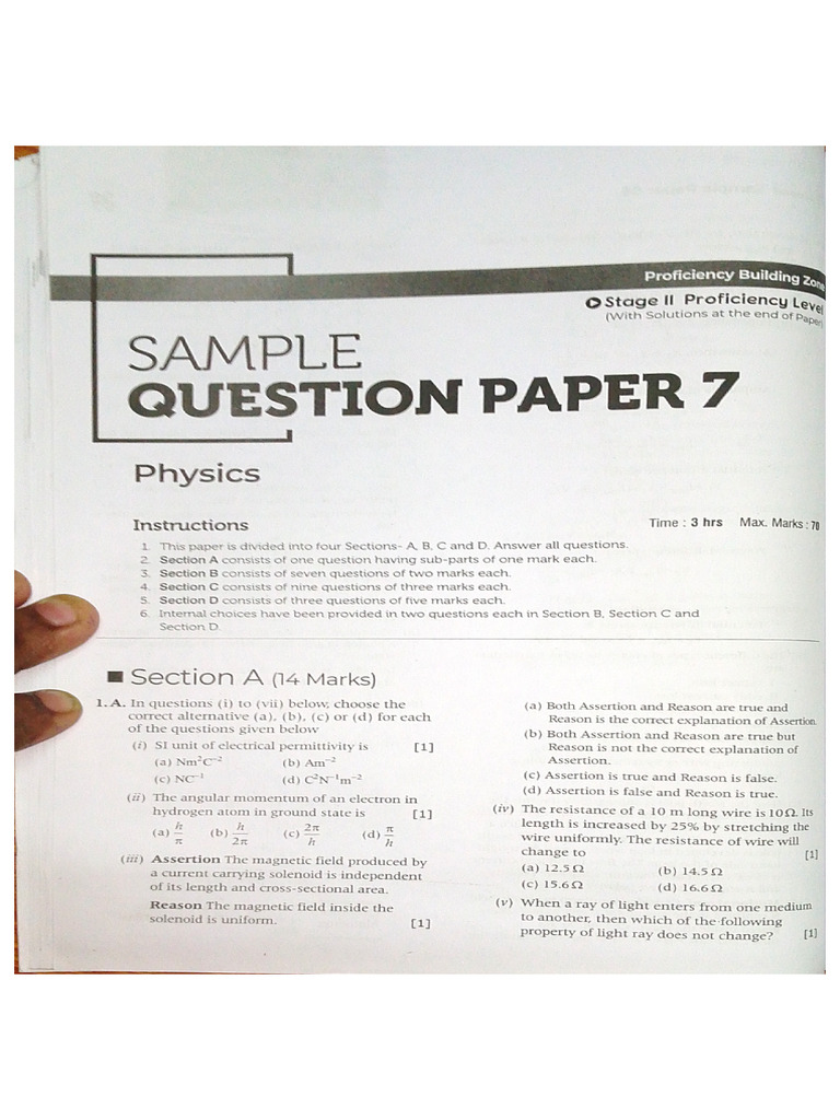 Physics Sample Paper 7 | PDF