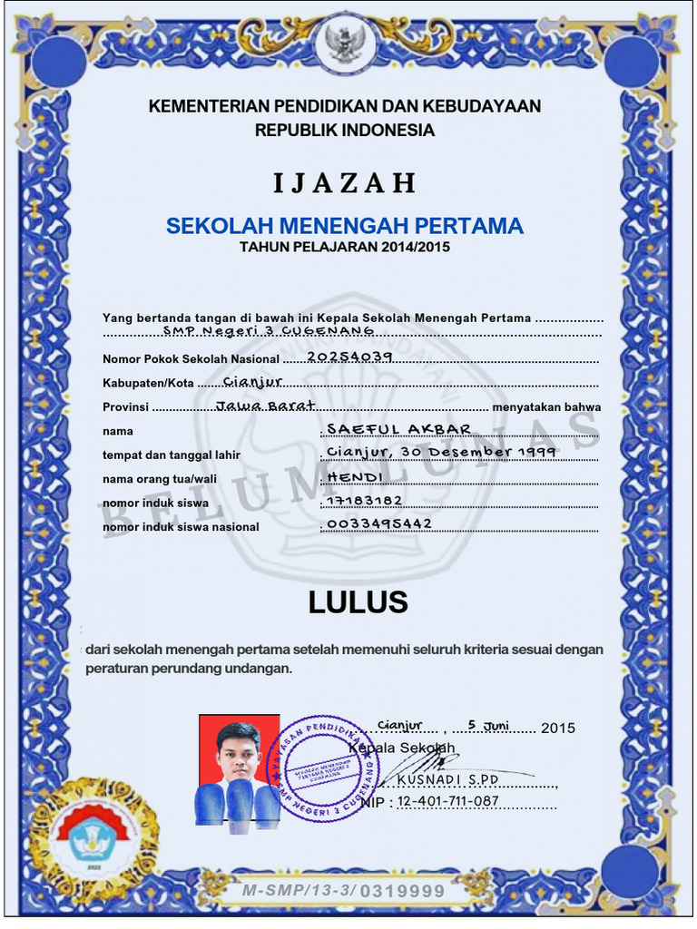 Ijazah SMP Saeful - 20250103 - 002924 - 0000 | PDF