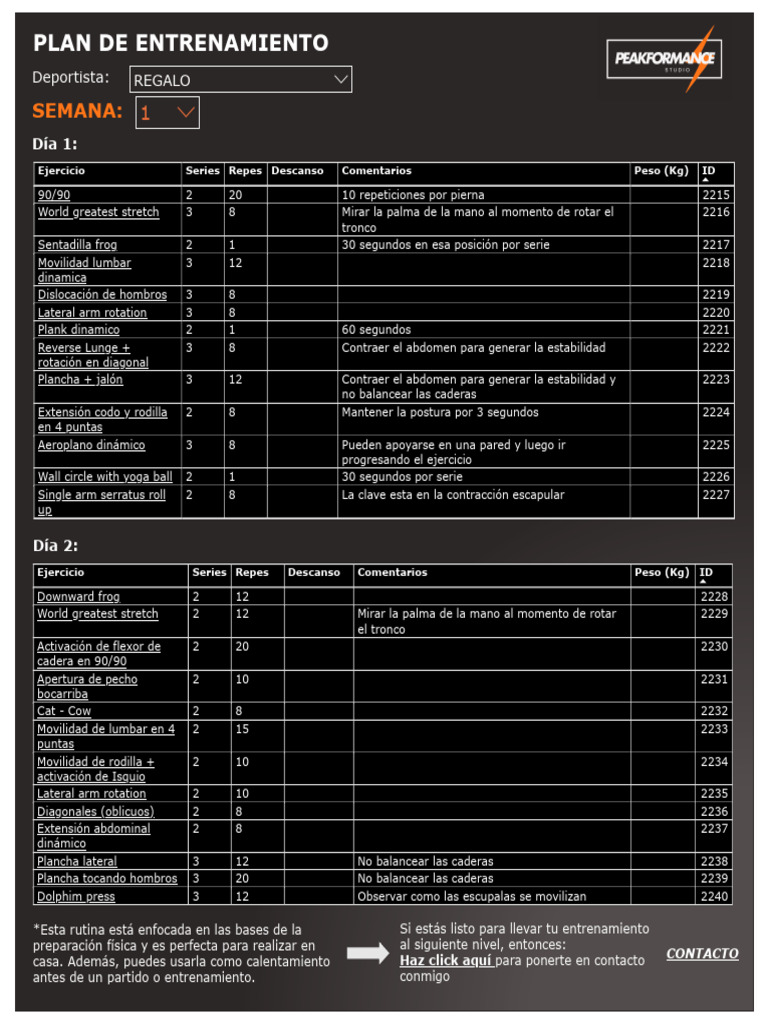 Entrenamiento en Casa (Mov + Est + Core) | PDF | Extremidades (anatomía ...