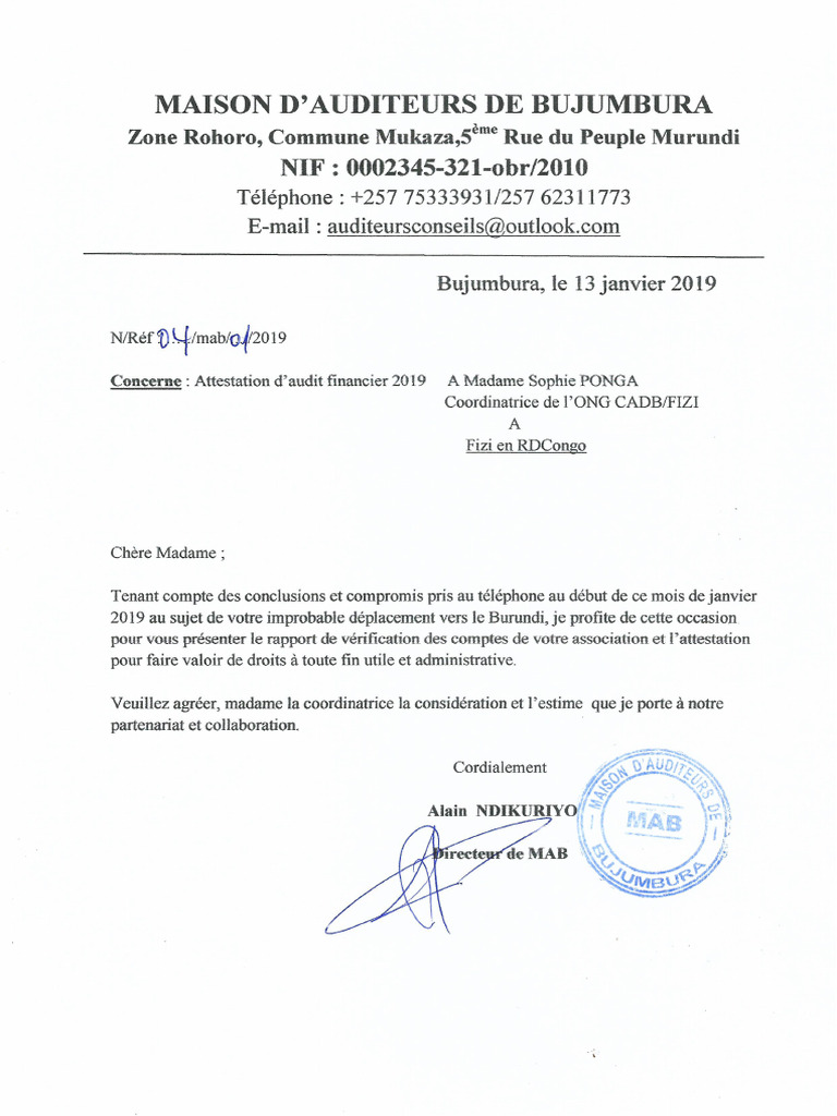 Attestation d'Audit 2018 | PDF