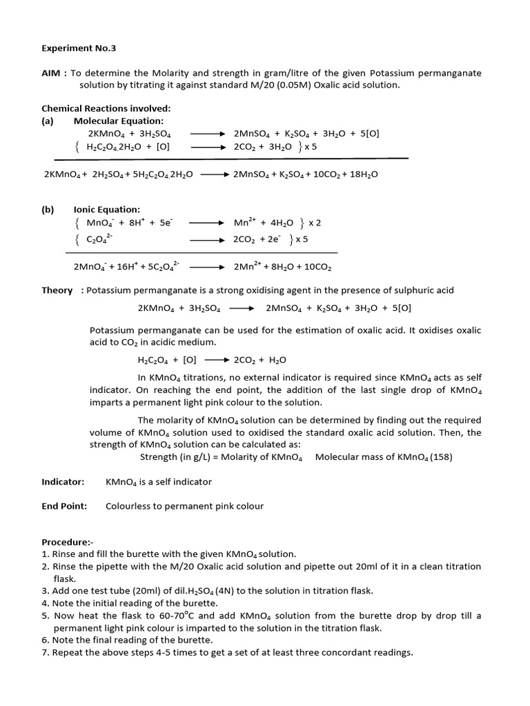 Chem - Exp. No.3 Titration | PDF | Titration | Chemistry