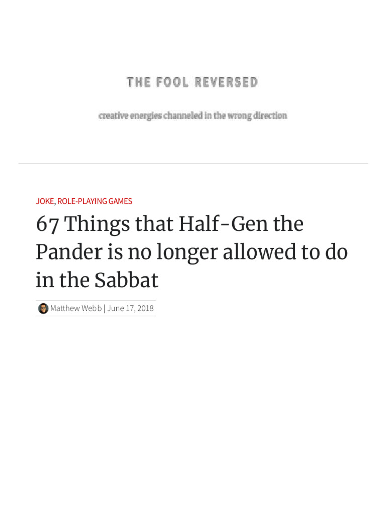 67 Things That Half-Gen The Pander Is No Longer Allowed To Do in The ...