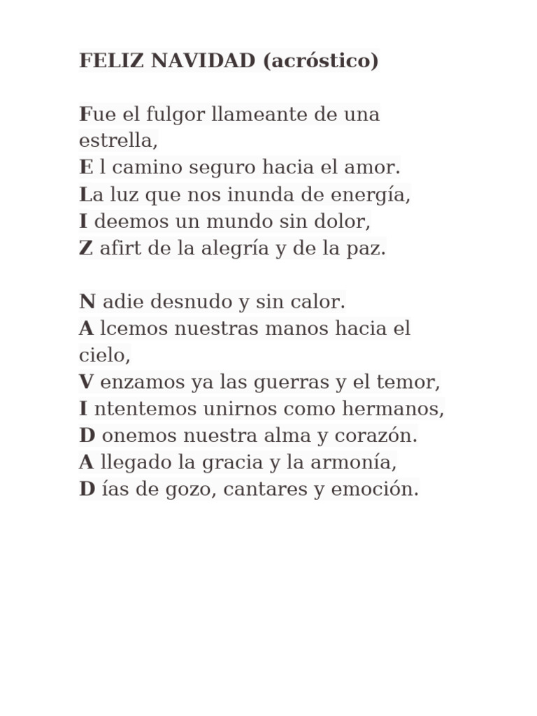 Acrostico Feliz Navidad | PDF | Navidad | Amor