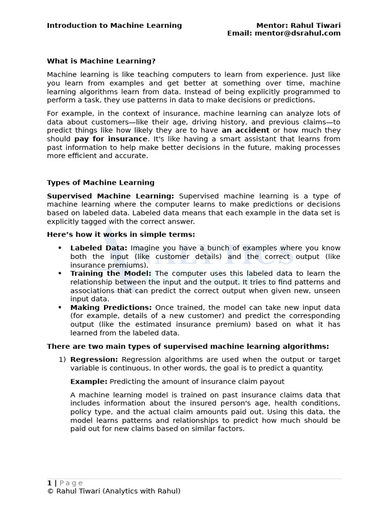 Introduction To Machine Learning | PDF | Machine Learning | Statistical Classification