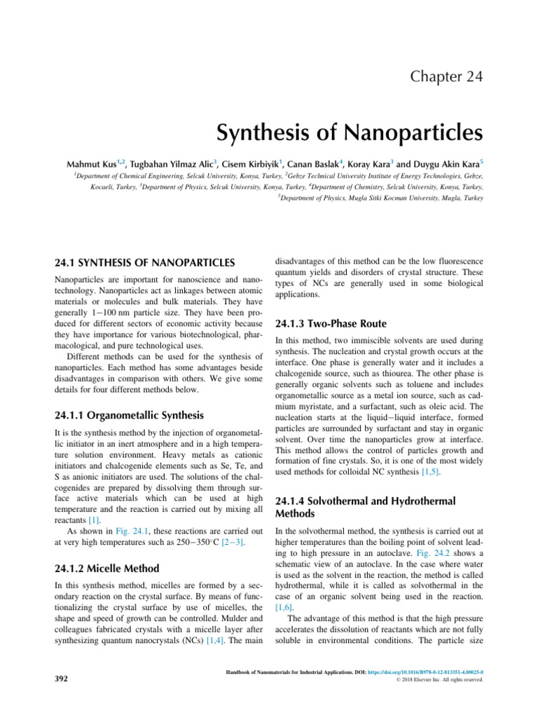 2018 Synthesis of Nanoparticles | PDF | Silicon Dioxide | Nanoparticle