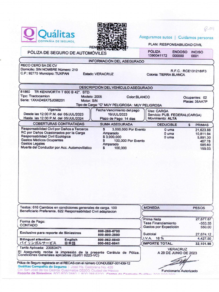 Poliza de Qualitas 2024 | PDF