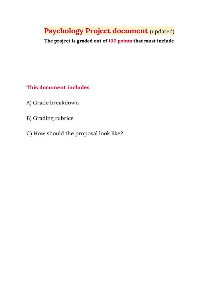 Psychology Project Rubrics | PDF | Experiment | Methodology