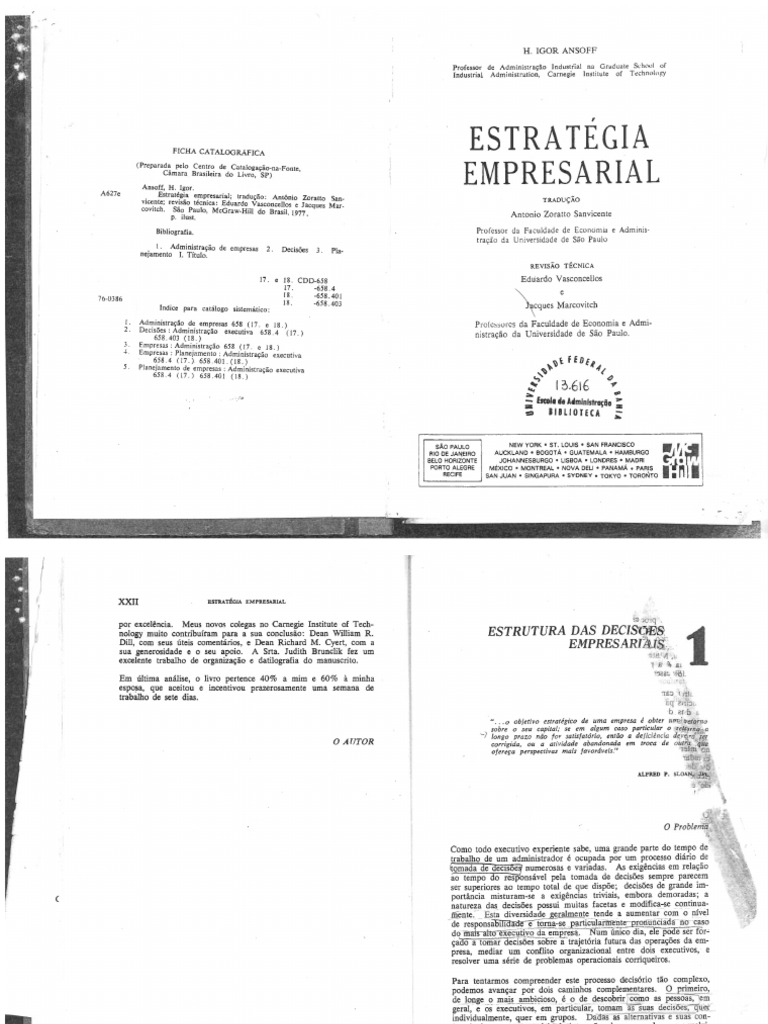 Igor Ansoff. Estrutura Das Decisões Empresariais | PDF