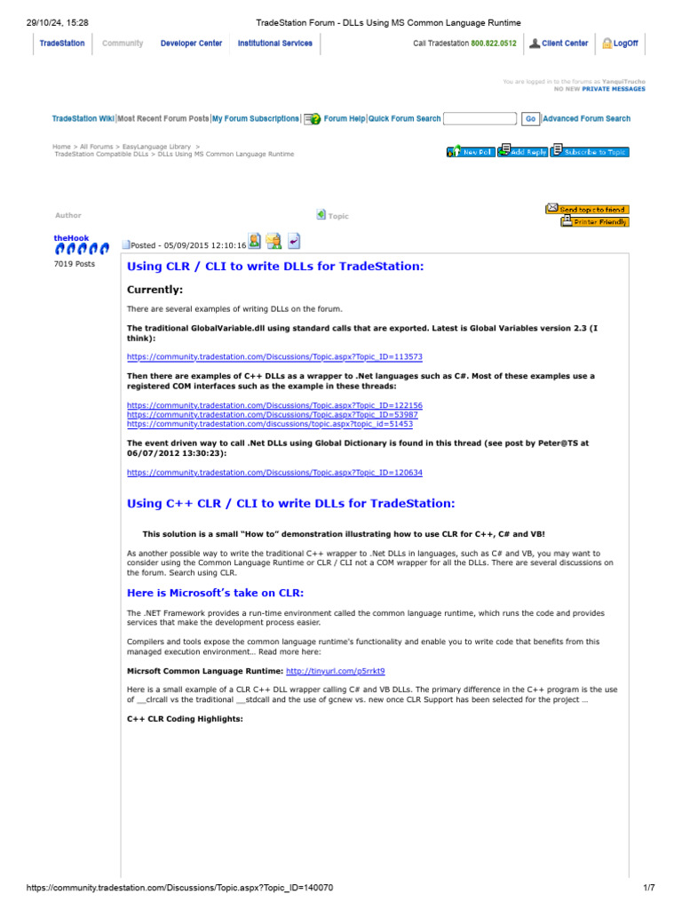 TradeStation Forum - DLLs Using MS Common Language Runtime | PDF | Component Object Model | C ...