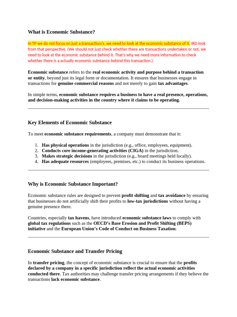 What Is Economic Substance | PDF | Taxes | Payments