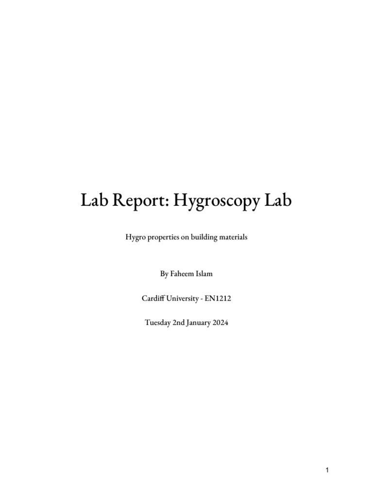 Hygroscopic Properties of Building Materials | PDF | Porosity | Density
