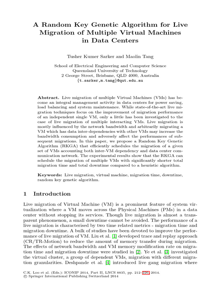 A Random Key Genetic Algorithm for Live | PDF | Virtual Machine | Gene