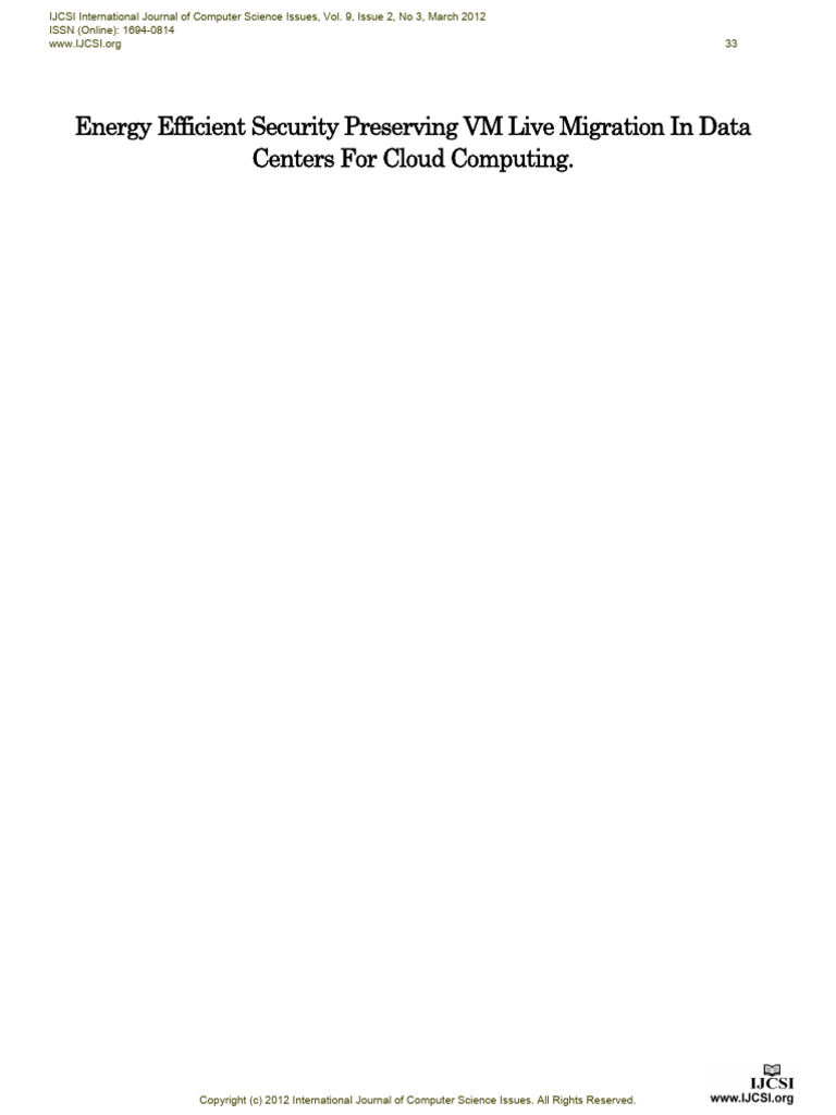Energy Efficient Security Preserving VM Live Migration in Data | PDF ...