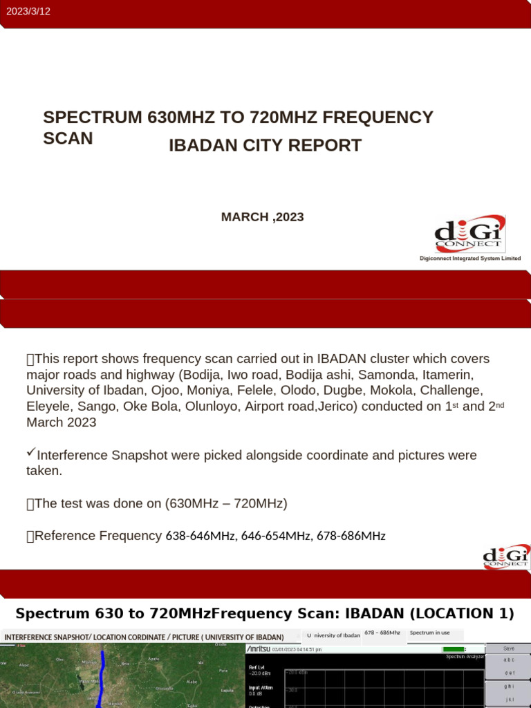 Ibadan City Spectrum Scan Report | PDF | Information And Communications ...