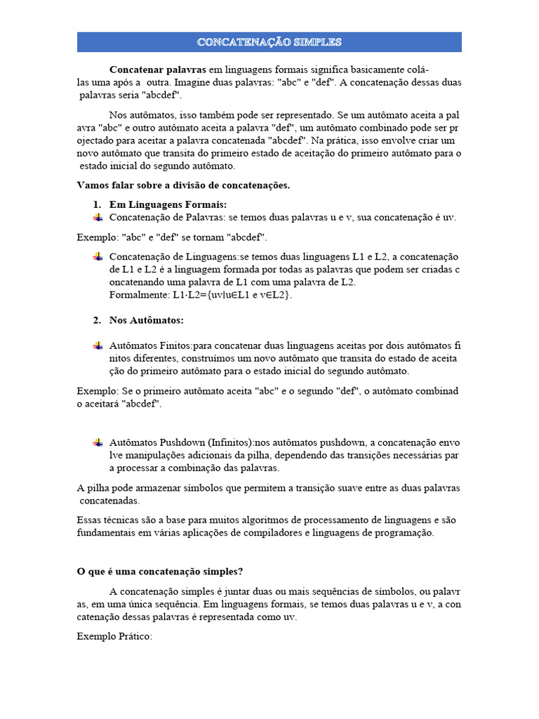 Concatenação em Linguagens Formais | PDF