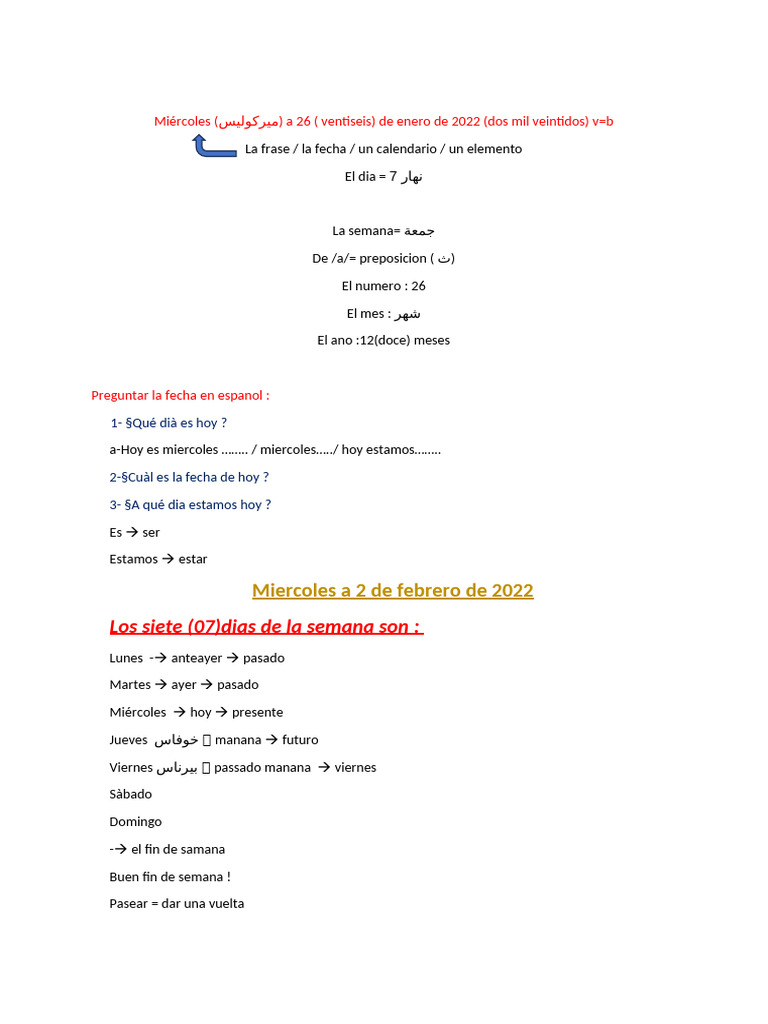 La Fecha en Espanol | PDF