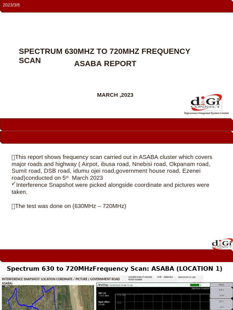 Asaba Frequency Scan Report | PDF | Radio Spectrum | Hertz