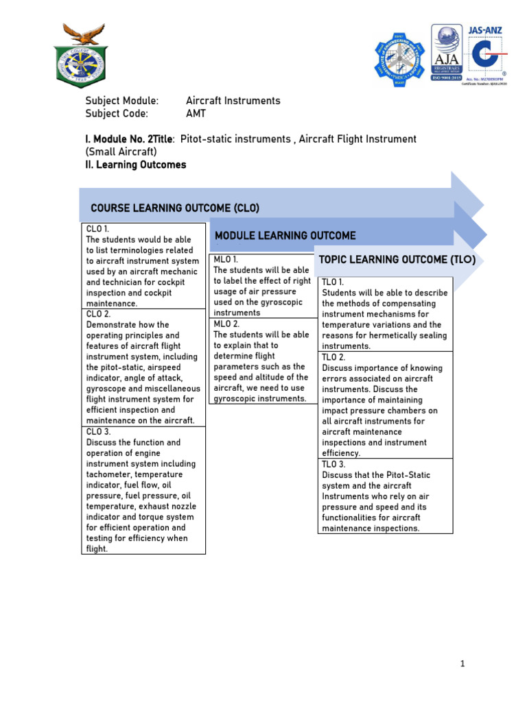 Subject Module No. 2 AC Instruments System | PDF | Gyroscope | Aerospace
