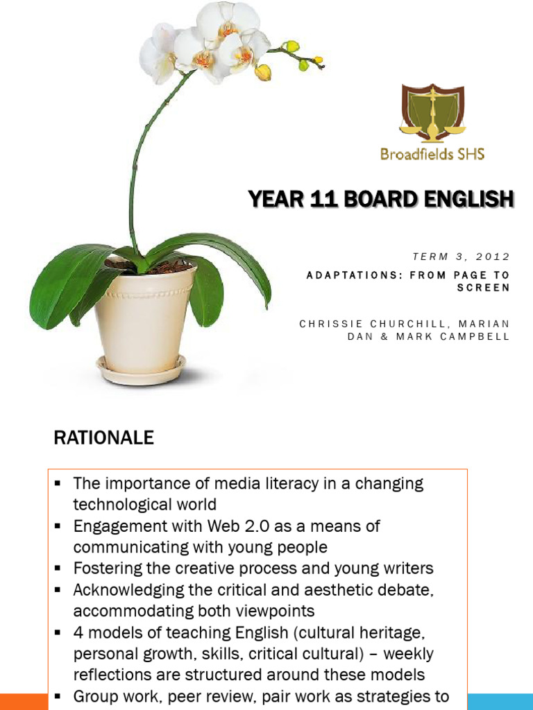 Year 11 English: Adaptations from Page to Screen | PDF | Expert | Learning