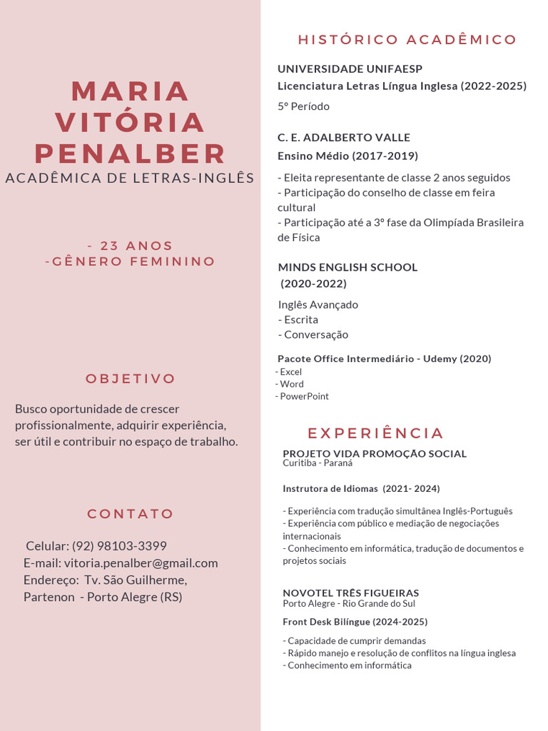 Oportunidades em Letras: Maria Vitória | PDF