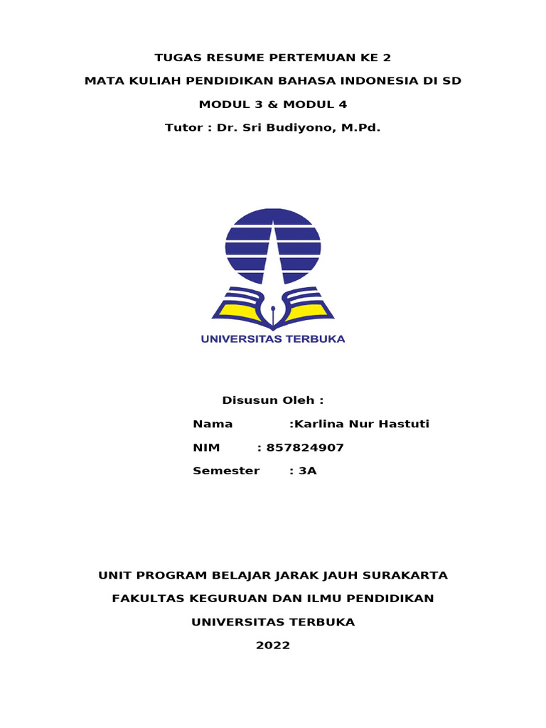 Tugas Resume 2 - Karlina Nur Hastuti - 857824907 - 3a - Modul 3&4 | PDF