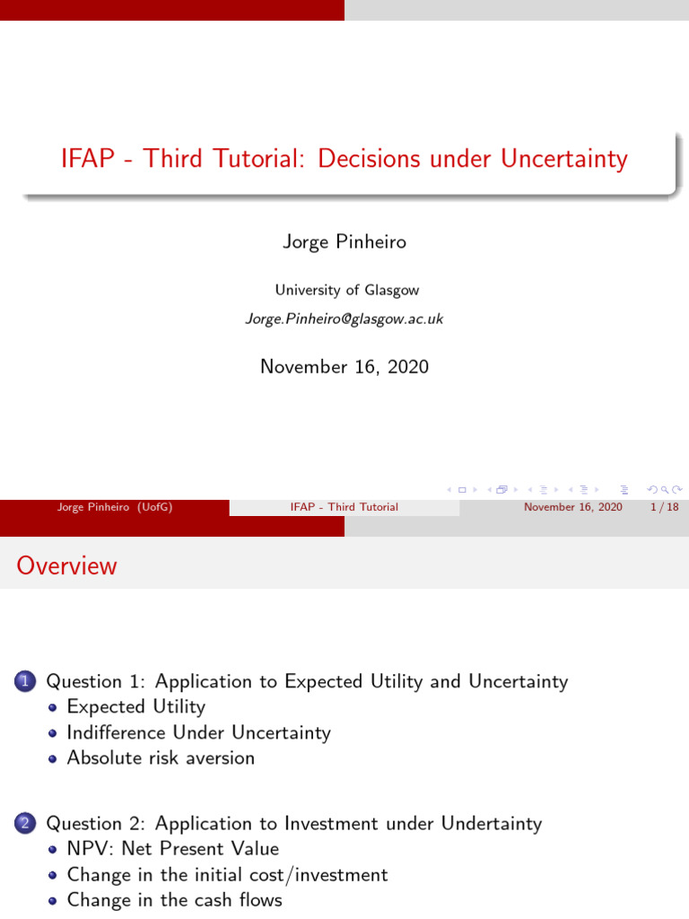 IFAP Tutorial 3 (Zoom Class) | PDF | Net Present Value | Investing