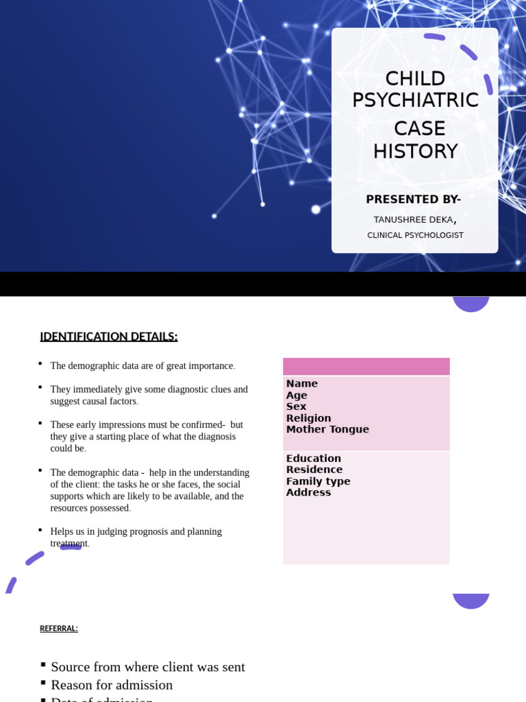 Child Psychiatric Case History Overview | PDF | Mental Disorder ...