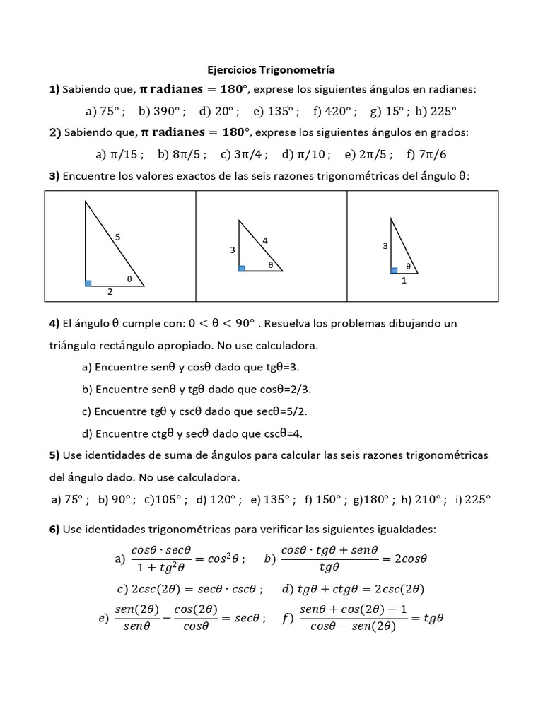 Ejerc Func trigonométricas | PDF