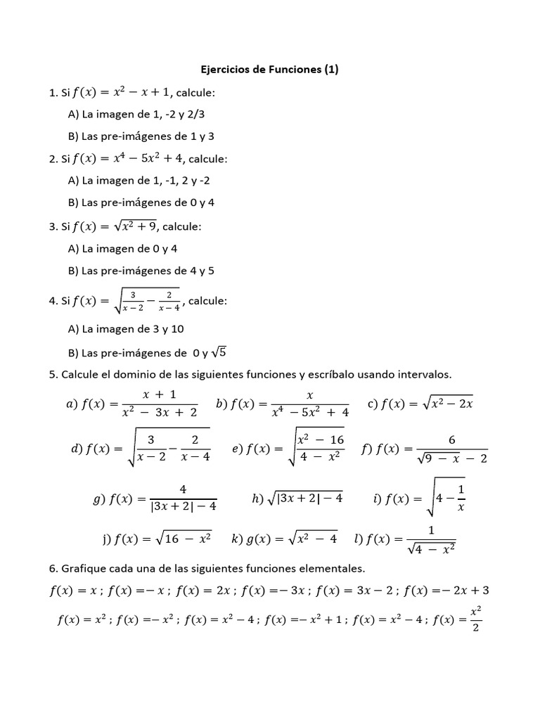 Ejercicios Funciones | PDF