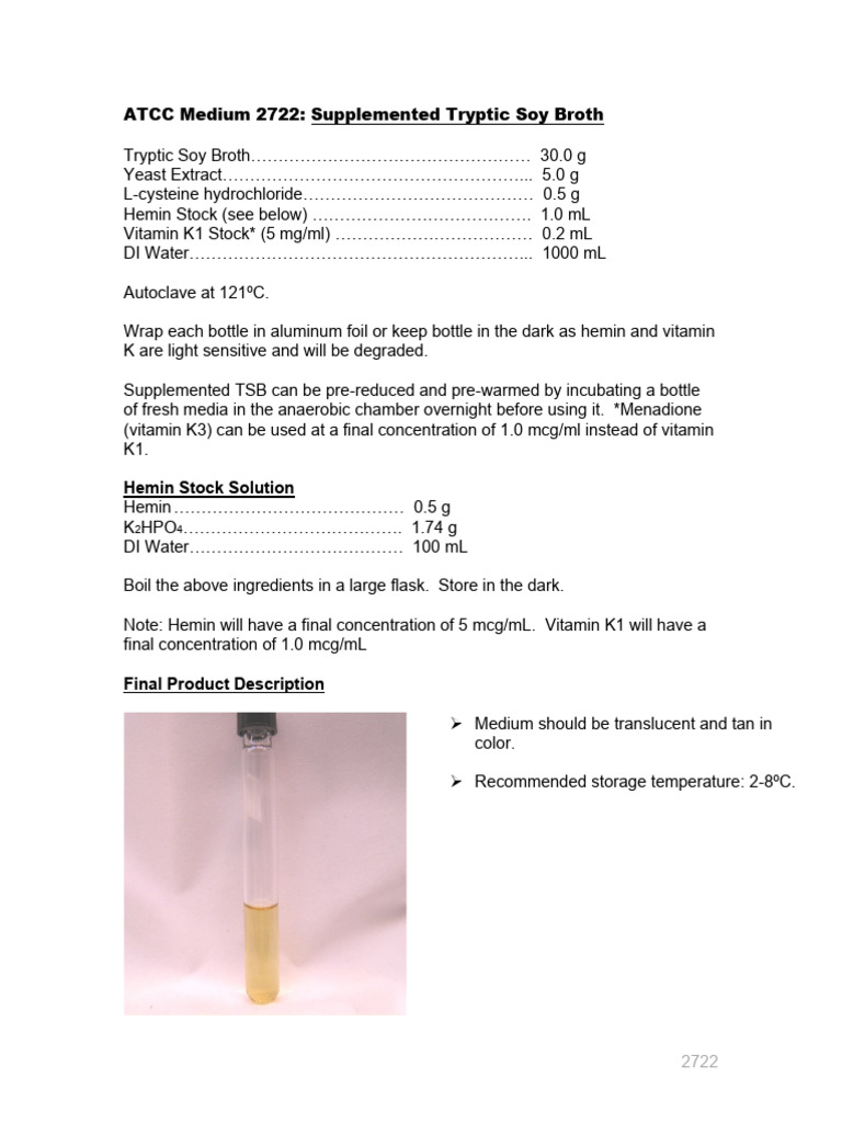 ATCC Medium 2722 | PDF