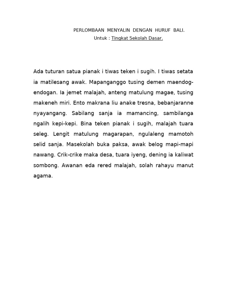 Lomba Menyalin Aksara Bali 2023 | PDF