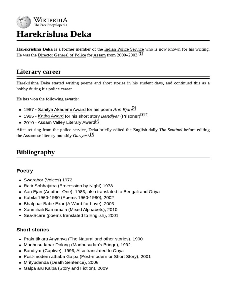 Harekrishna_Deka | PDF | Writing | Indian Literature