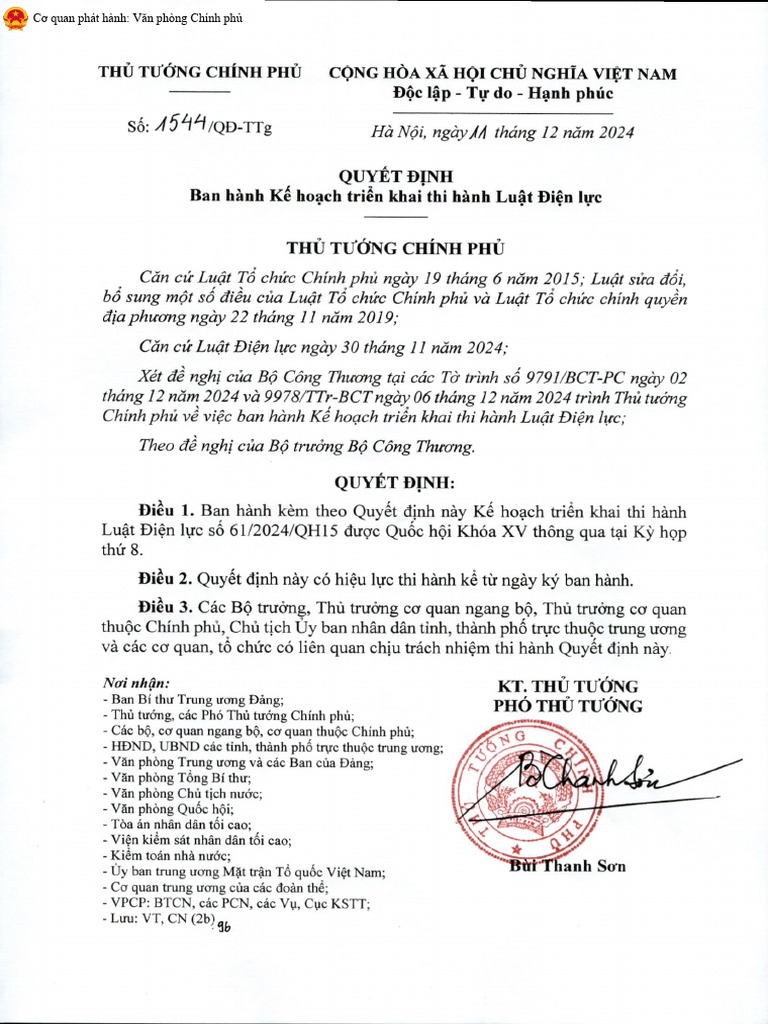 KH_thuc_hien_Luat_Dien_luc_2024 | PDF