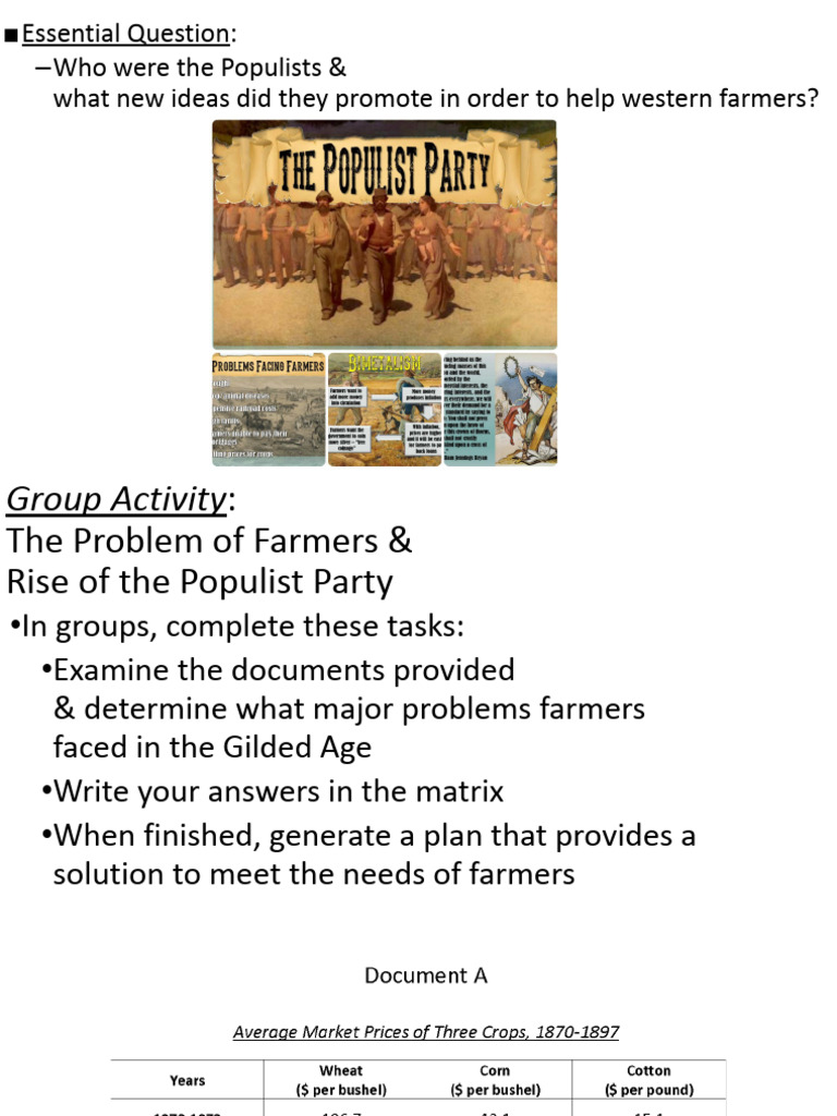 Rise of the Populist Party: Farmer Reforms | PDF | People's Party ...