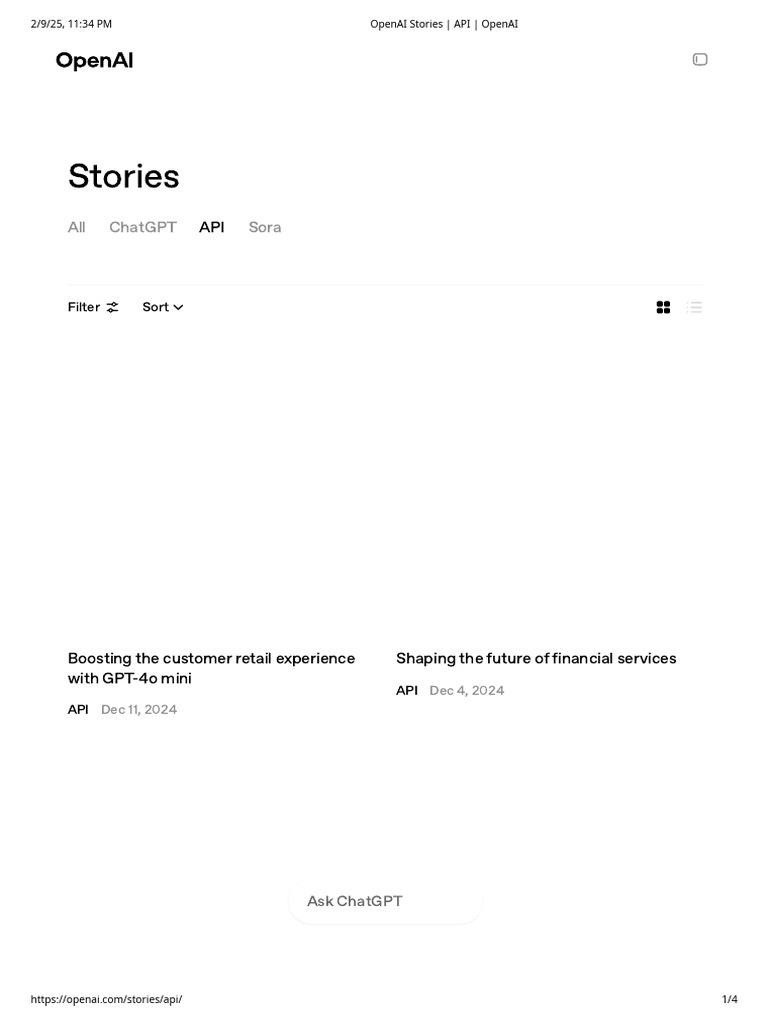 OpenAI Stories - API - OpenAI | PDF | Information Technology | Science ...