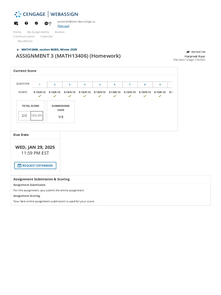 Assignment 3 (Math13406) - Math13406, Section 94205, Winter 2025 - Webassign | PDF ...