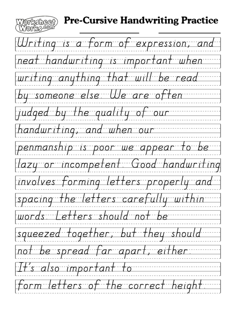 WorksheetWorks PreCursive Handwriting Practice 2 | PDF