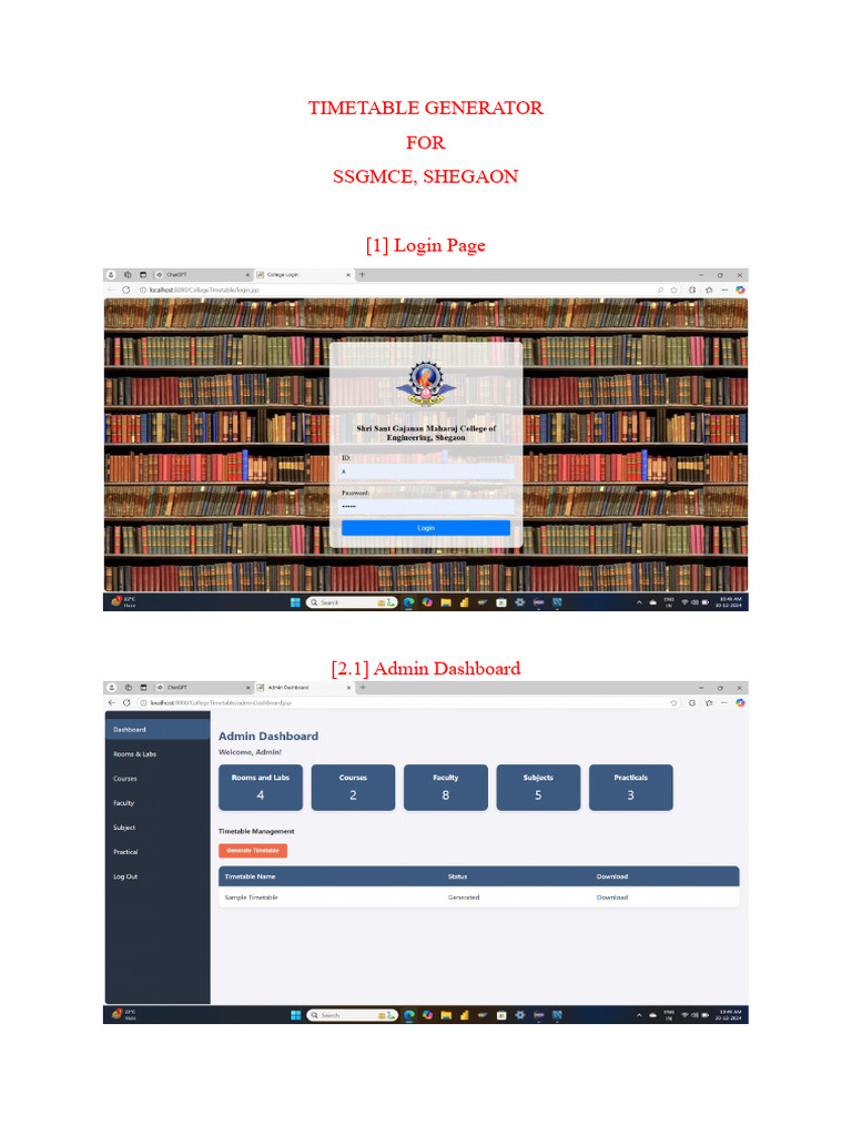 Timetable Generator | PDF
