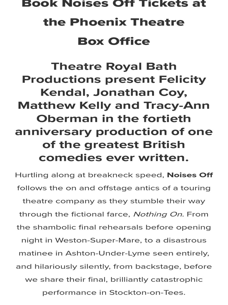 Noises Off | PDF | West End Theatre | Theatre