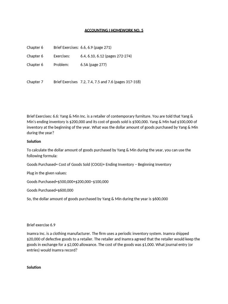Accounting Homework Exercises and Solutions | PDF | Debits And Credits ...