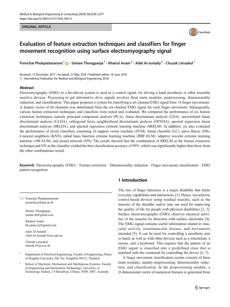 feature_extraction | PDF | Support Vector Machine | Electromyography