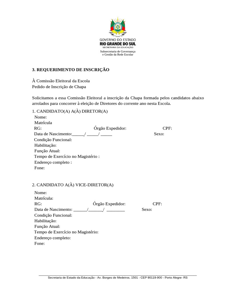 3 - Requerimento de Inscrição e Documentos Comprobatórios | PDF